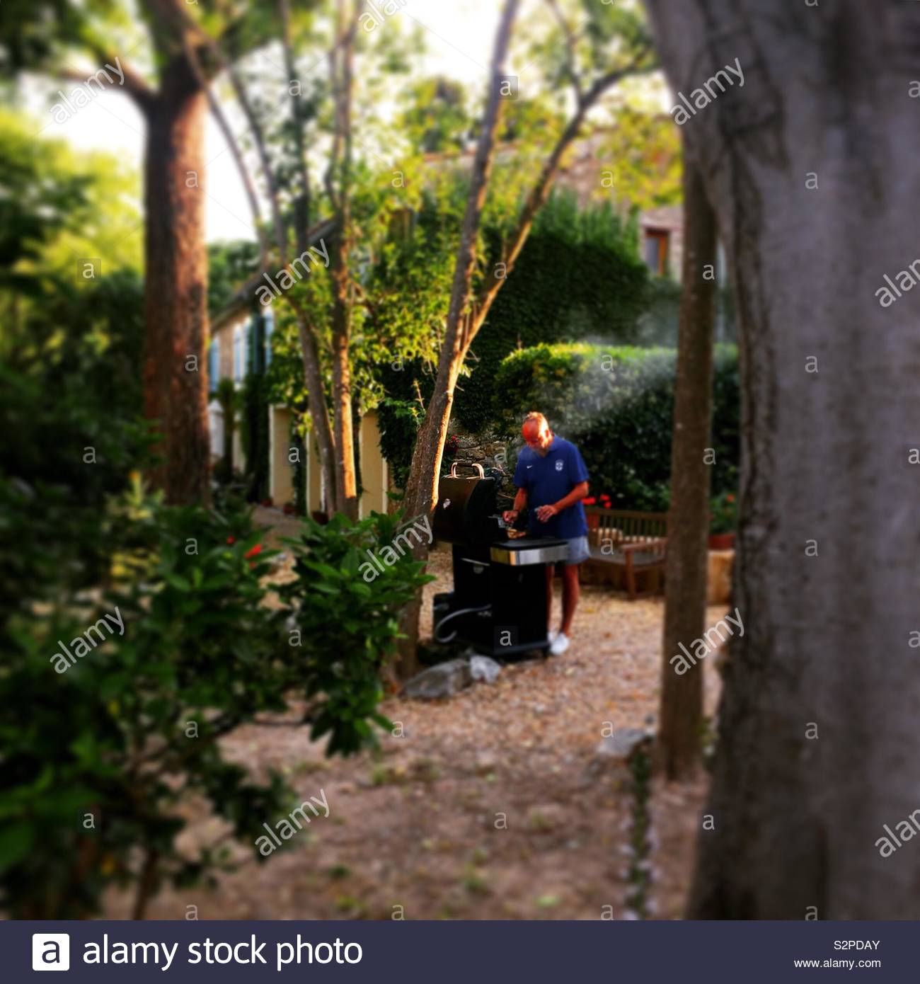 A summer evening bbq in France Stock Photo - Alamy