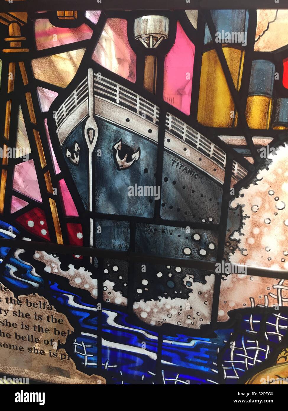 Glas window art of Titanic Stock Photo - Alamy