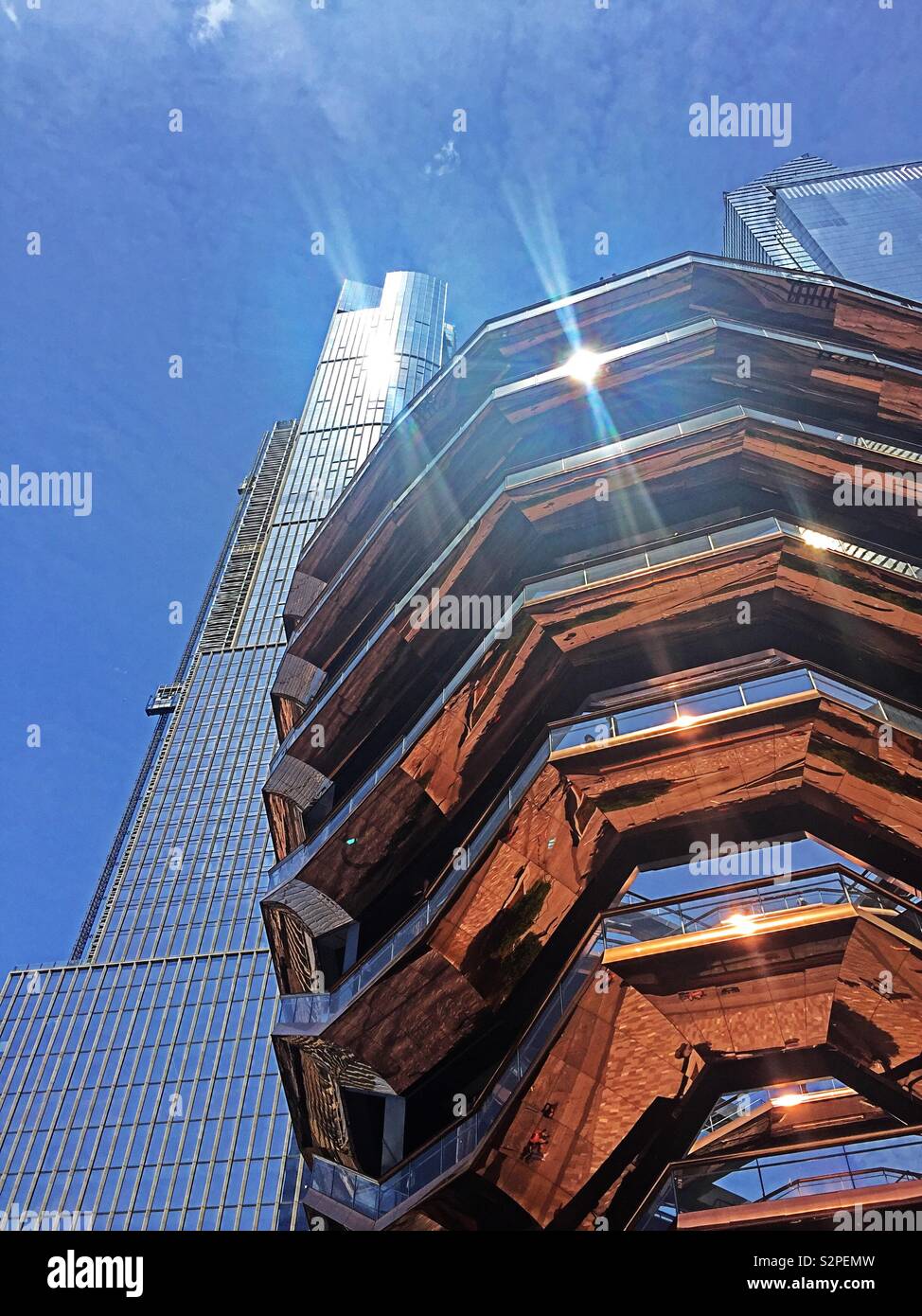 The vessel structure and skyscrapers in Hudson yards, Manhattan, New ...