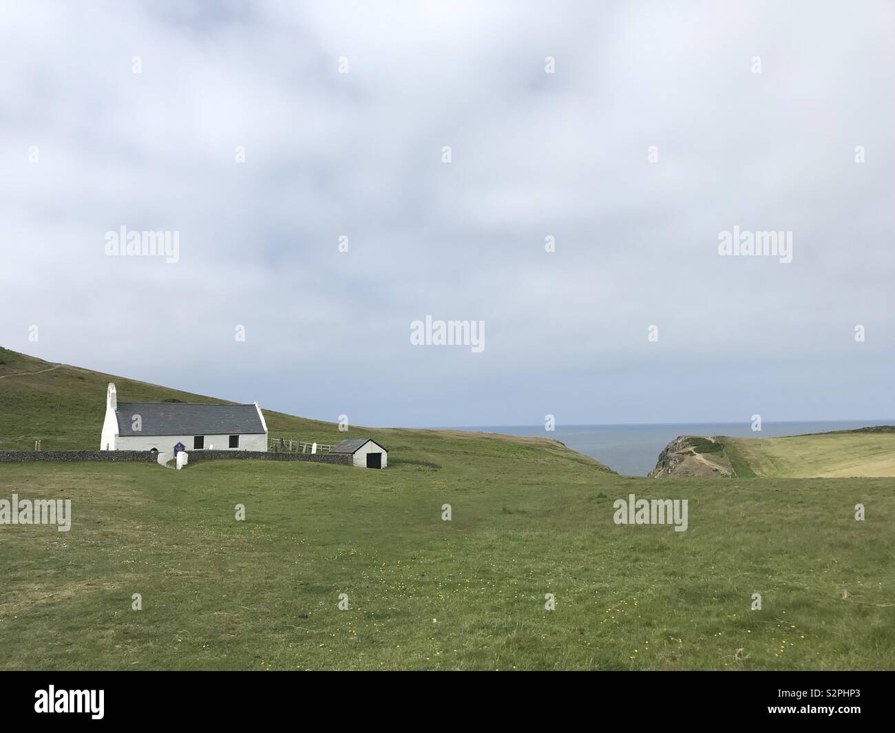 White chapel Mwnt Wales Stock Photo - Alamy