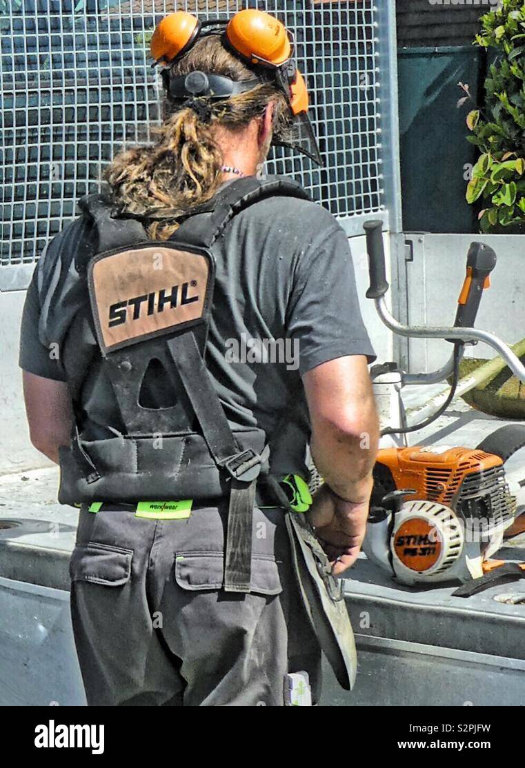 This man works with STIHL Stock Photo - Alamy