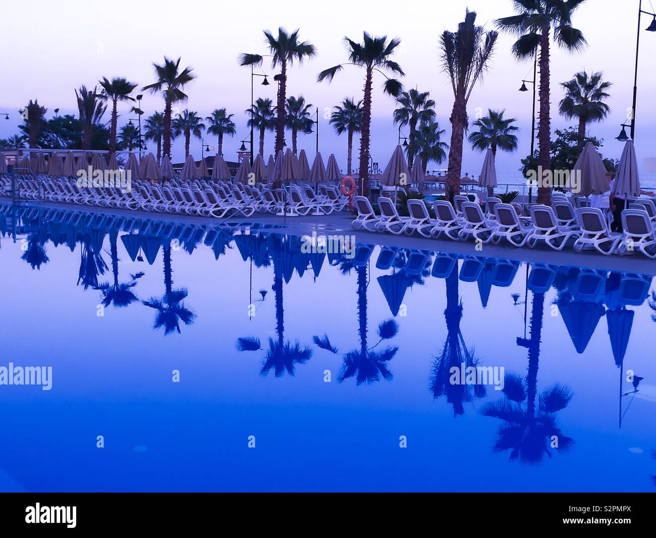 Evening at the pool Stock Photo - Alamy