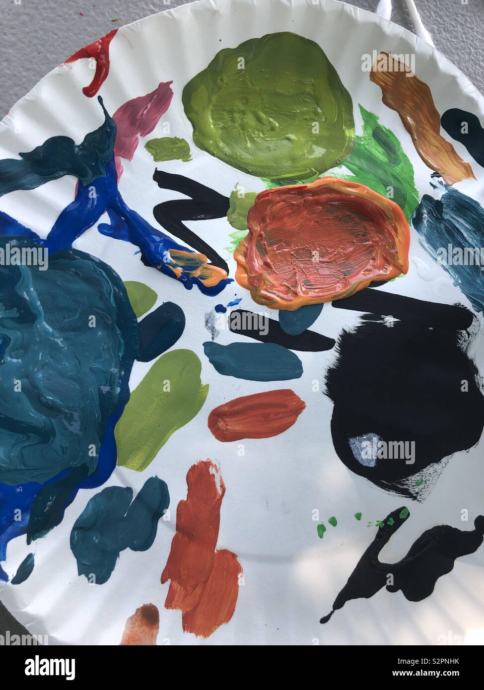 Paint palette on a paper plate Stock Photo - Alamy