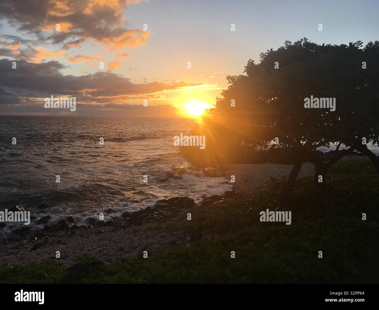 Maui Beach Sunset Stock Photo - Alamy