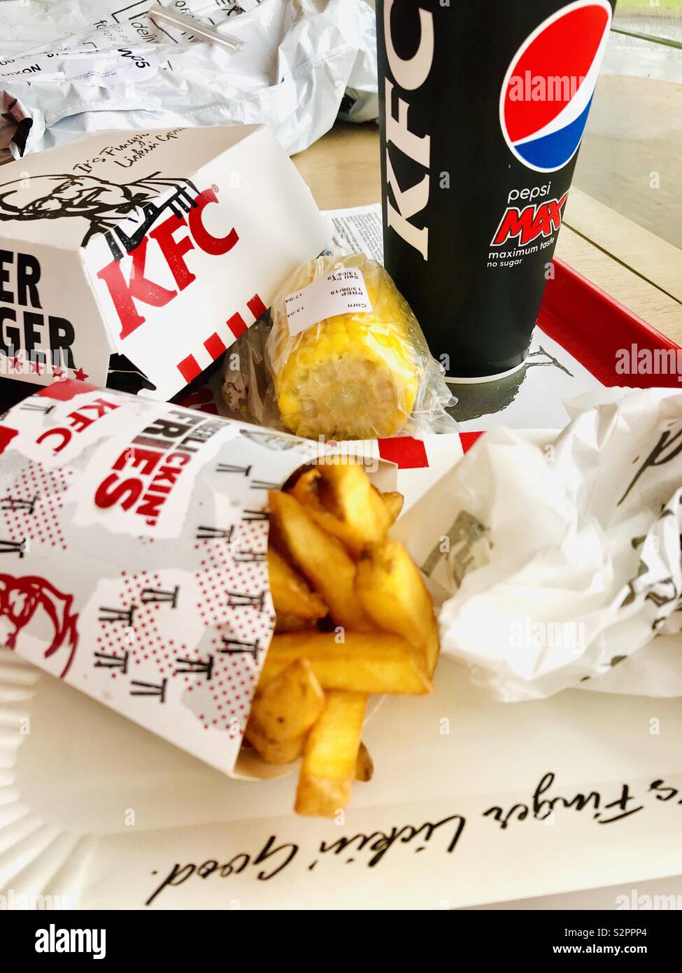Kentucky fried chicken burger meal Stock Photo - Alamy