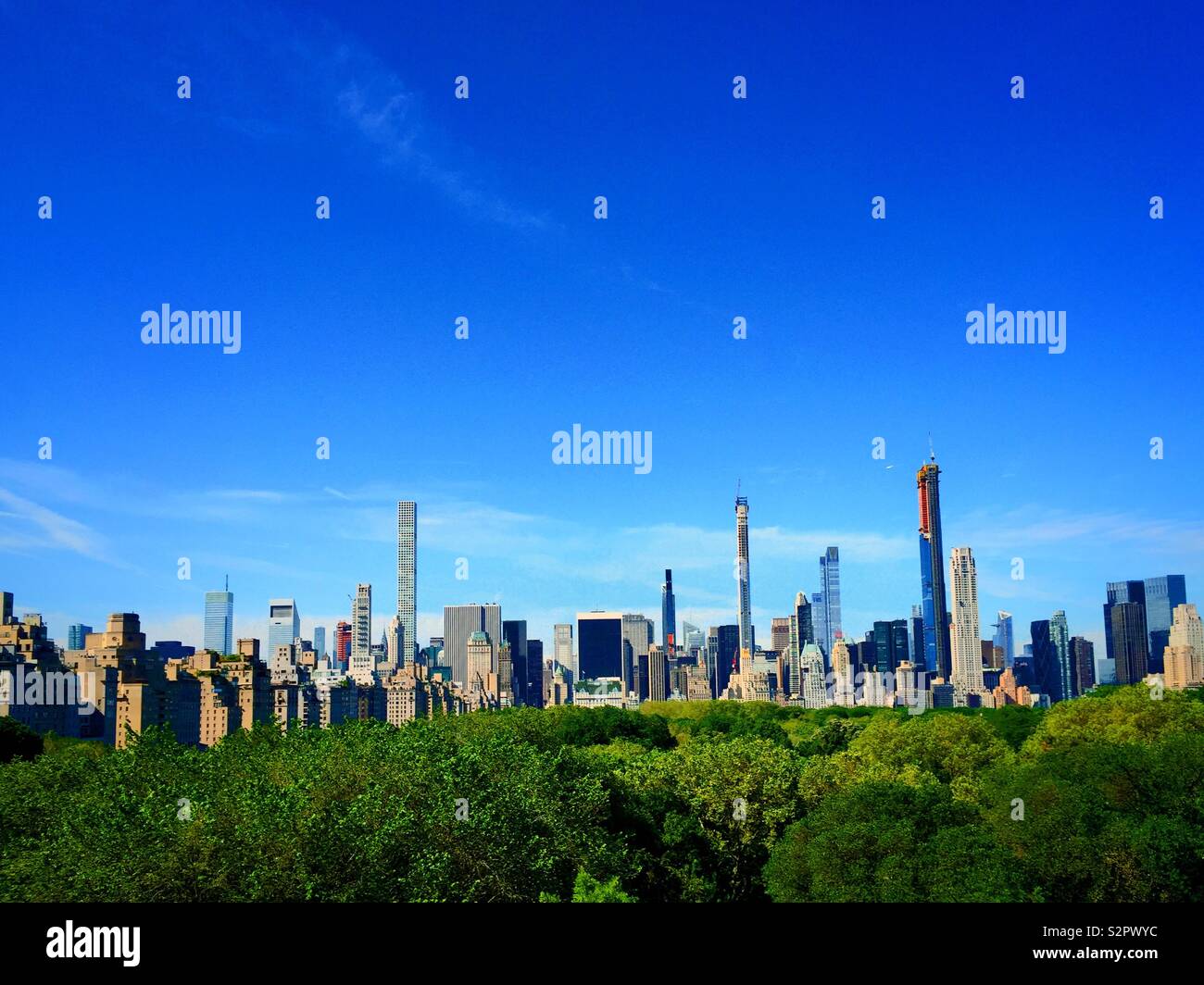 Vista of the skyline in midtown Manhattan including super tall ...