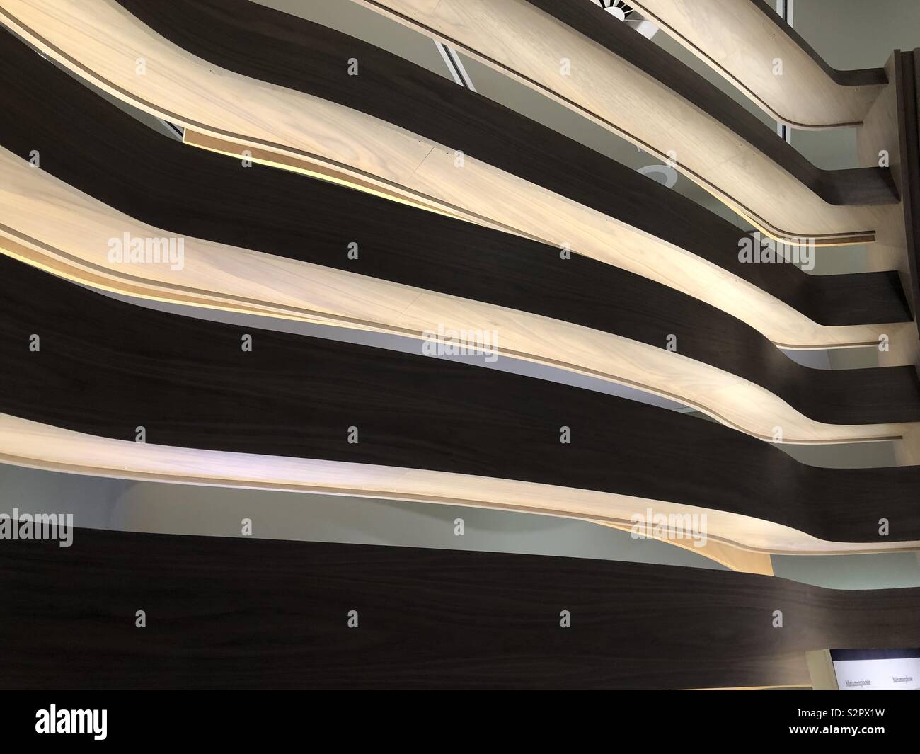 Wood installation and interior architectural design Stock Photo - Alamy