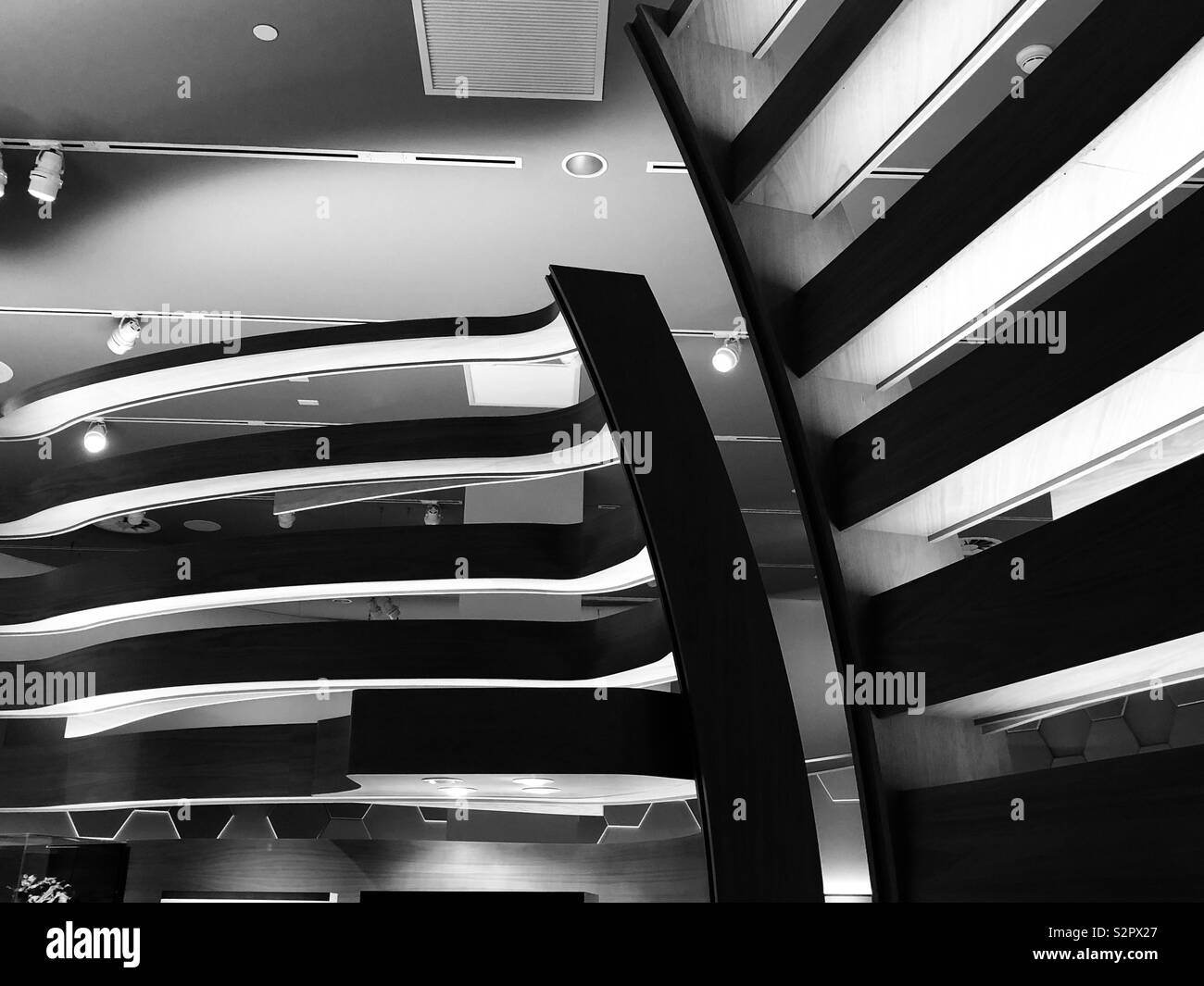 Wood installation and interior architectural design Stock Photo - Alamy