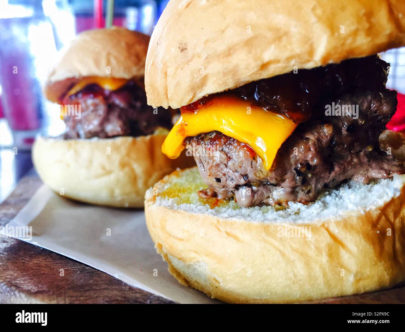 Cheese beef burger Stock Photo - Alamy