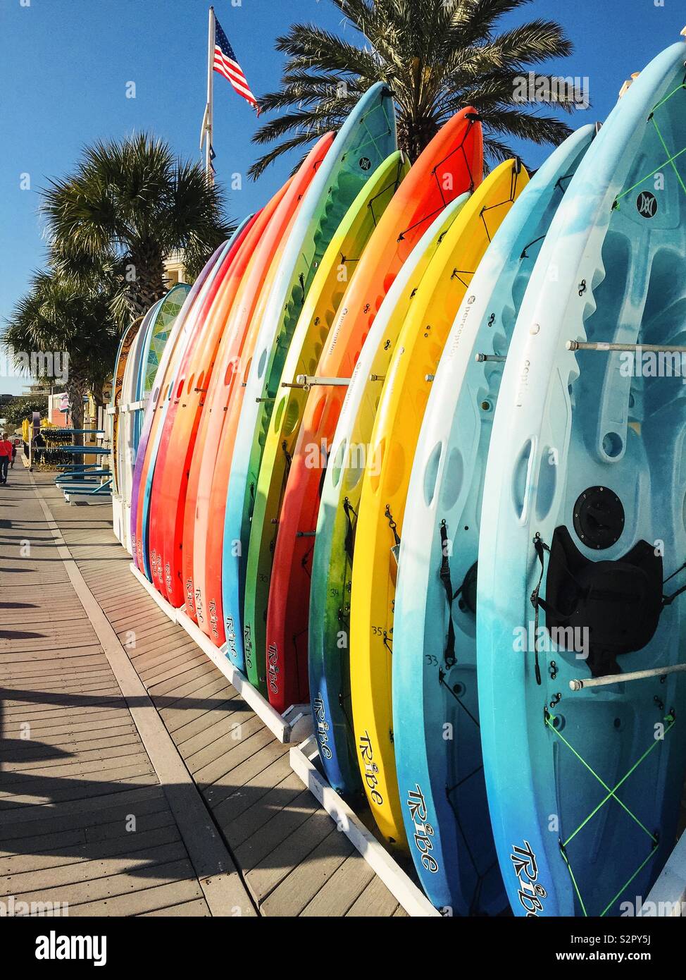 Beach side ward with knack rentals stacked side by side Stock Photo - Alamy