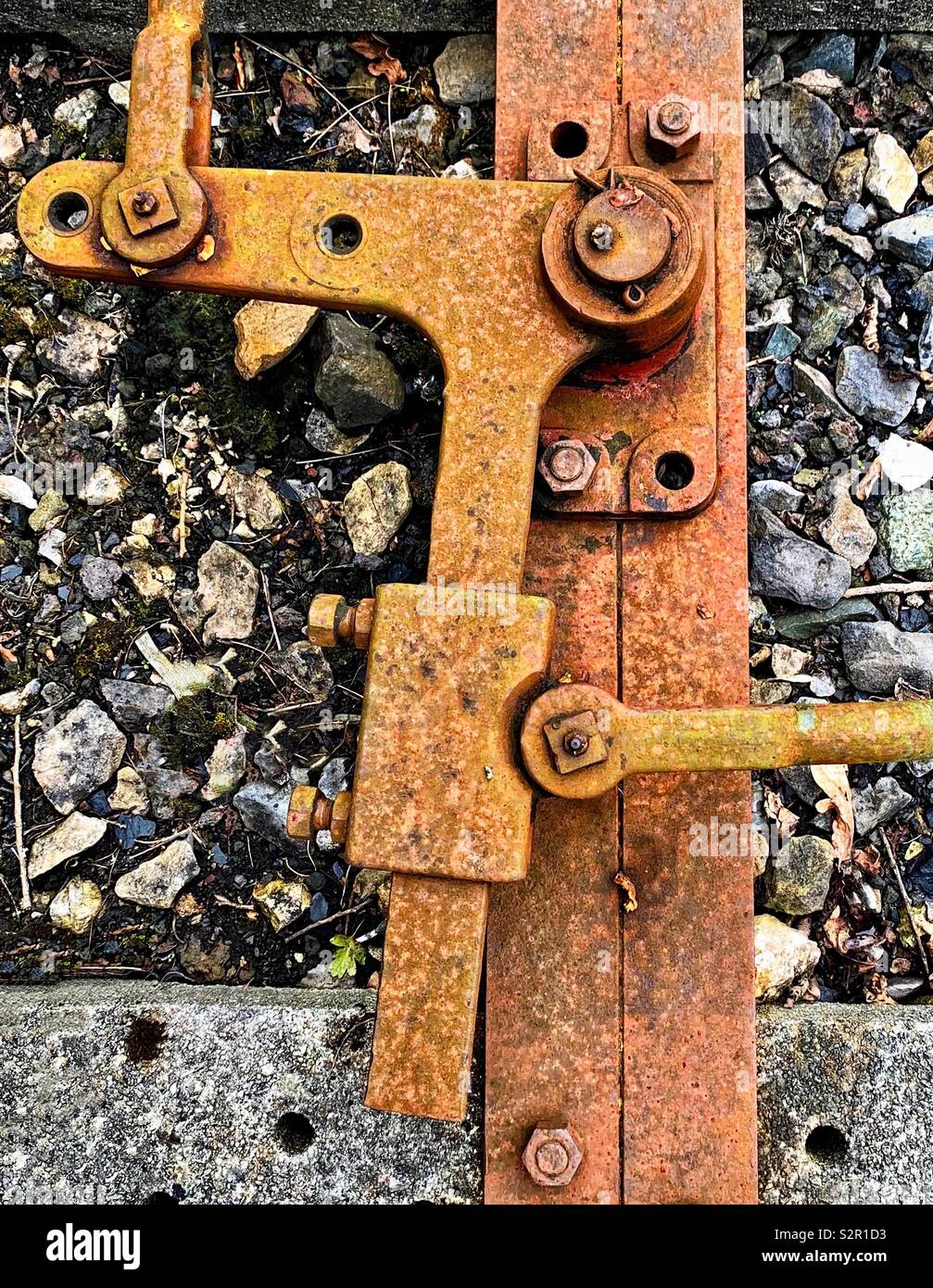 Rusty Old railway points workings Stock Photo - Alamy
