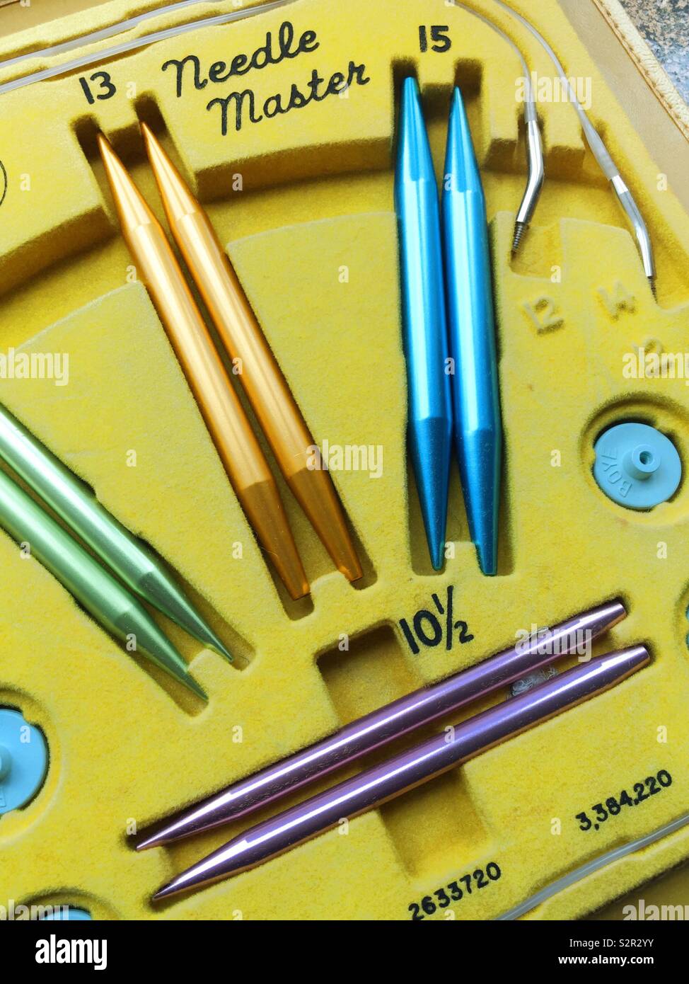 Knitting needle sizes hi-res stock photography and images - Alamy