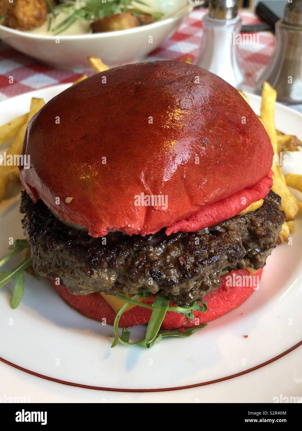 Burger, Red Bun, Paris Stock Photo - Alamy