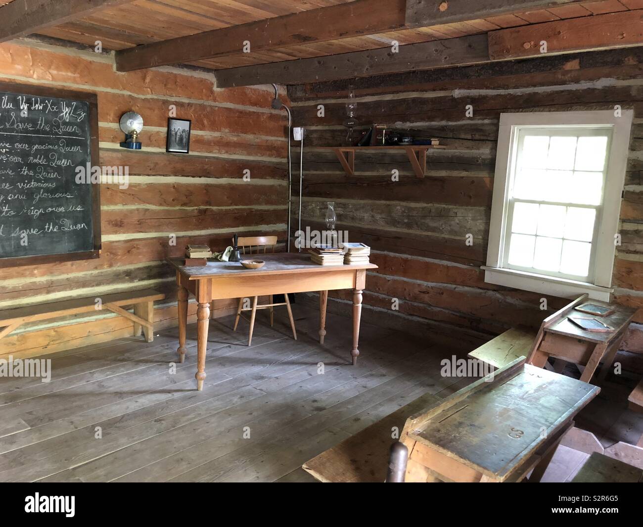 Historical school house building at Fort Edmonton Park in Edmonton ...