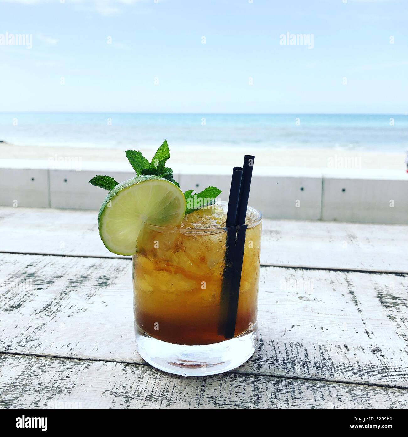 Cocktail in Majorca beach bar Stock Photo - Alamy