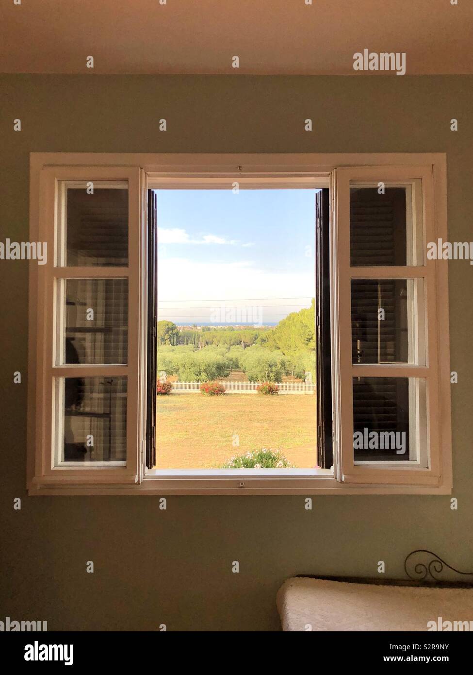 Countryside through a window Stock Photo - Alamy
