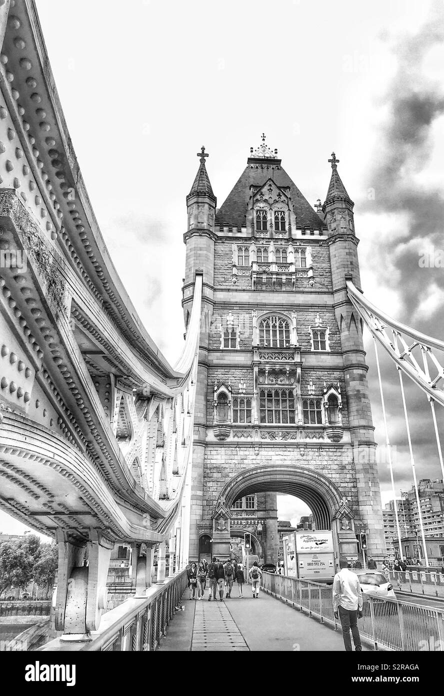 Detail of the Victorian engineering of Tower Bridge, London, England ...