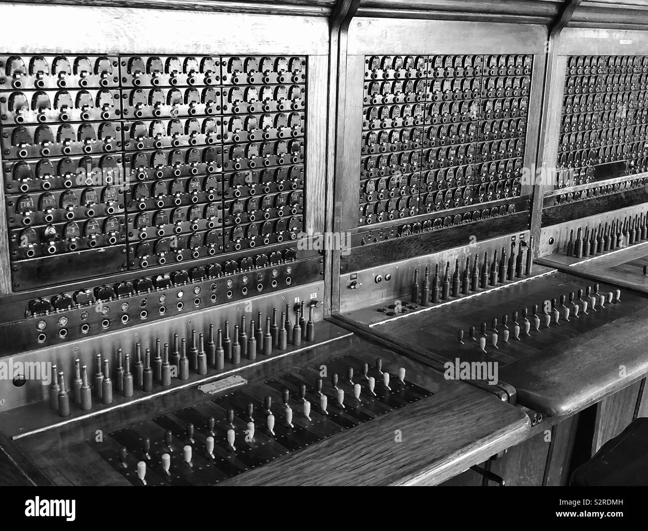Antique telephone switchboards display Stock Photo - Alamy