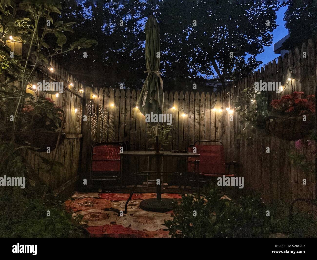 Brooklyn Back Yard at Night Stock Photo - Alamy