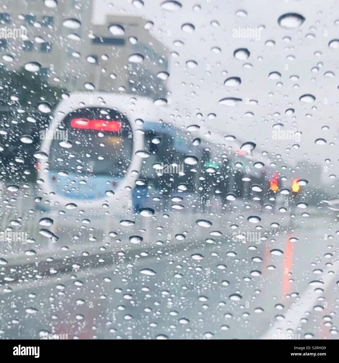 Tram Travel In Awful Weather Stock Photo - Alamy