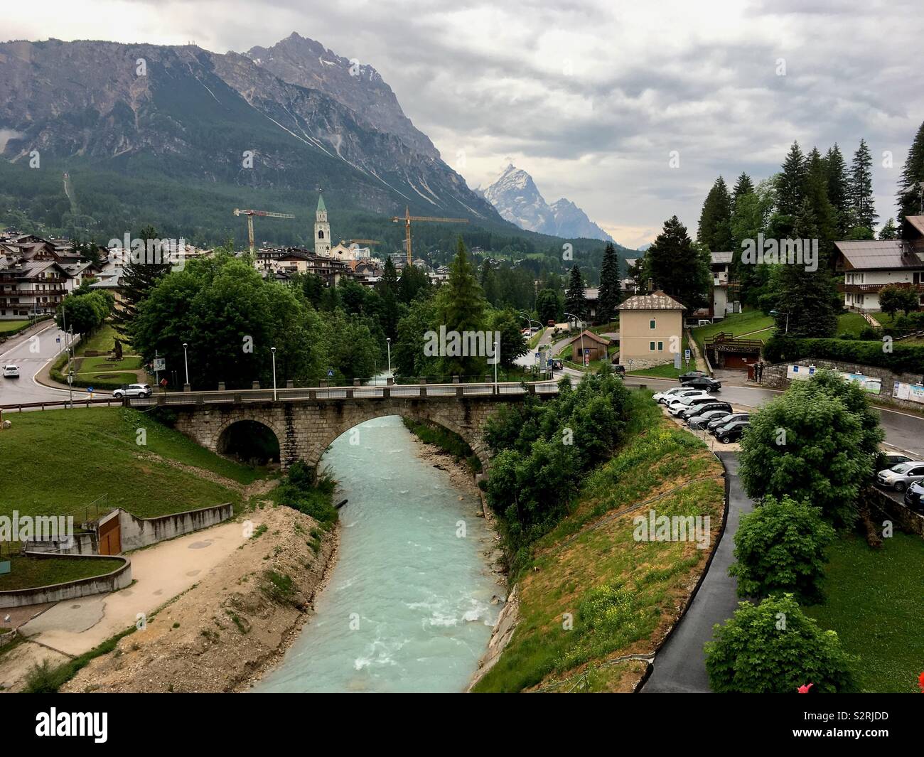 Landscape view of Cortina D’Ampezzo located in the Dolomite region of ...