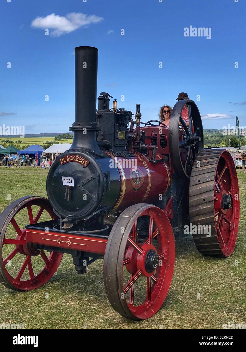 A woman driving a Steam Engine at a Duncombe Park Steam Rally Yorkshire ...