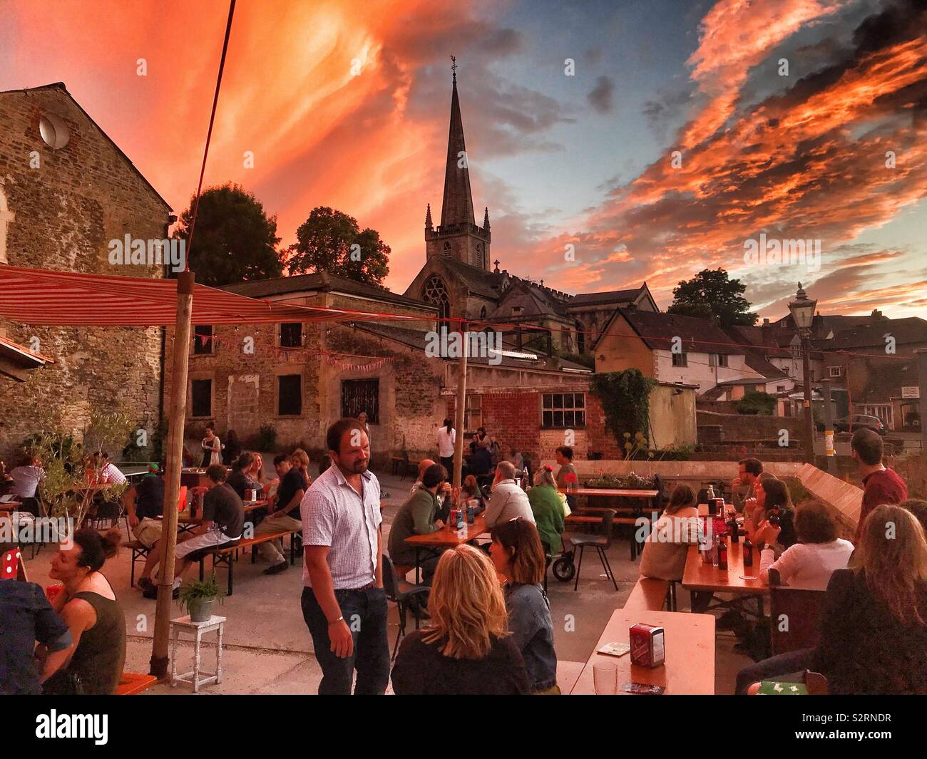 A beautiful sunset over the pop up Cantina Tapas Bar which is part of ...