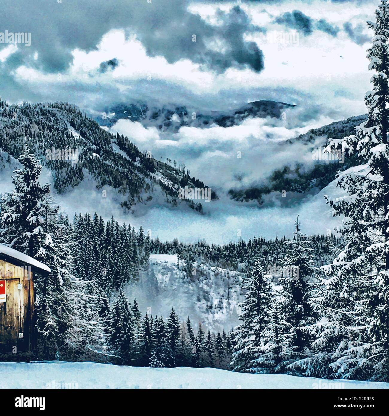 Austrian mountains view after fresh snowfall Stock Photo - Alamy