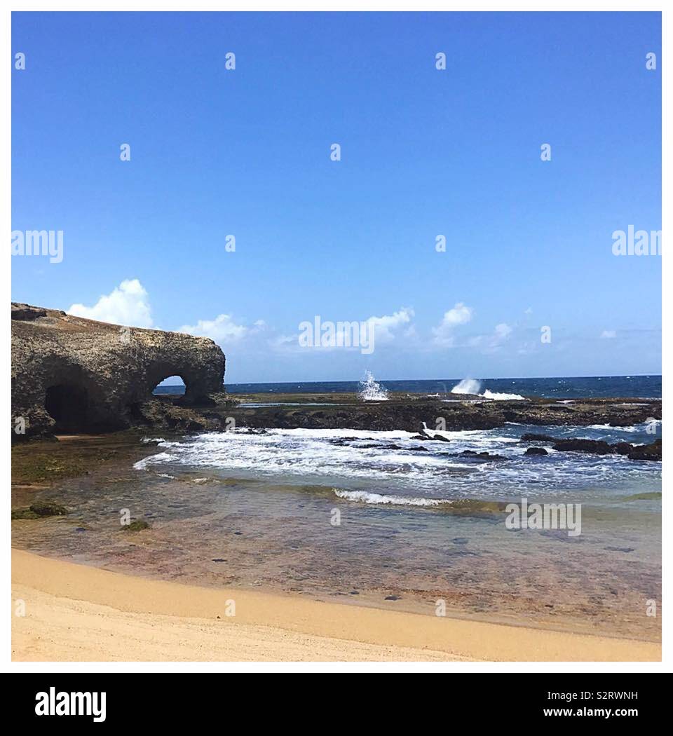 The secluded Little Bay in Barbados Stock Photo - Alamy