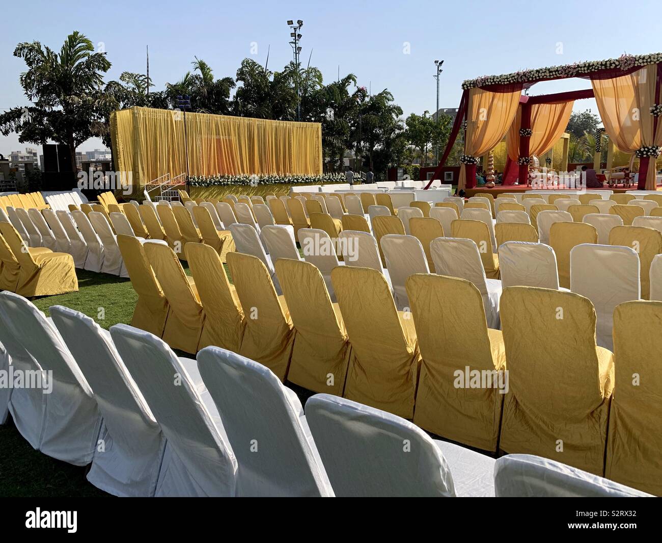 Chairs in line Stock Photo - Alamy