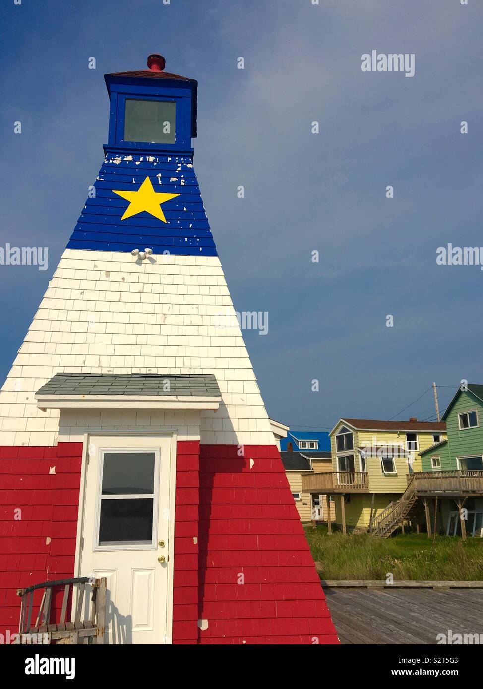 Arcadian lighthouse in Cheticamp Cape Breton Island Canada Stock Photo ...