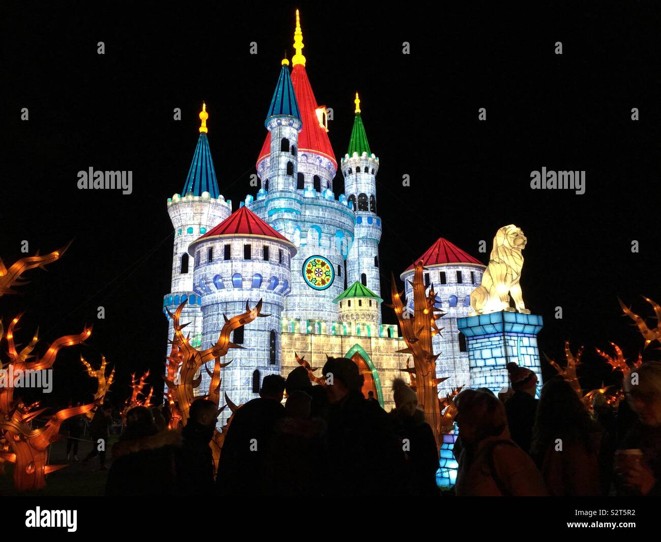 Fairytale castle Festival of Light Stock Photo - Alamy