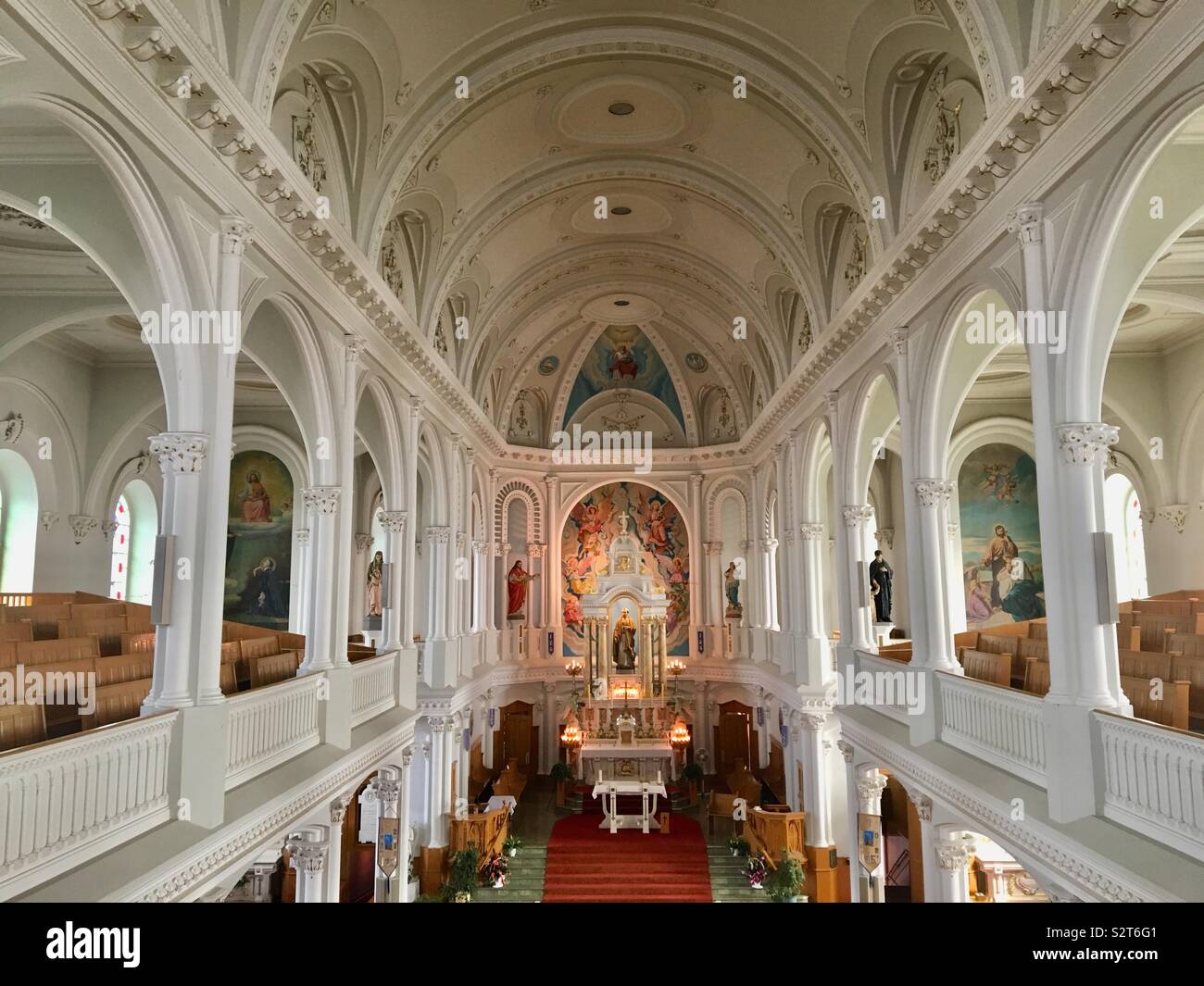Cheticamp Cathedral interior Stock Photo - Alamy