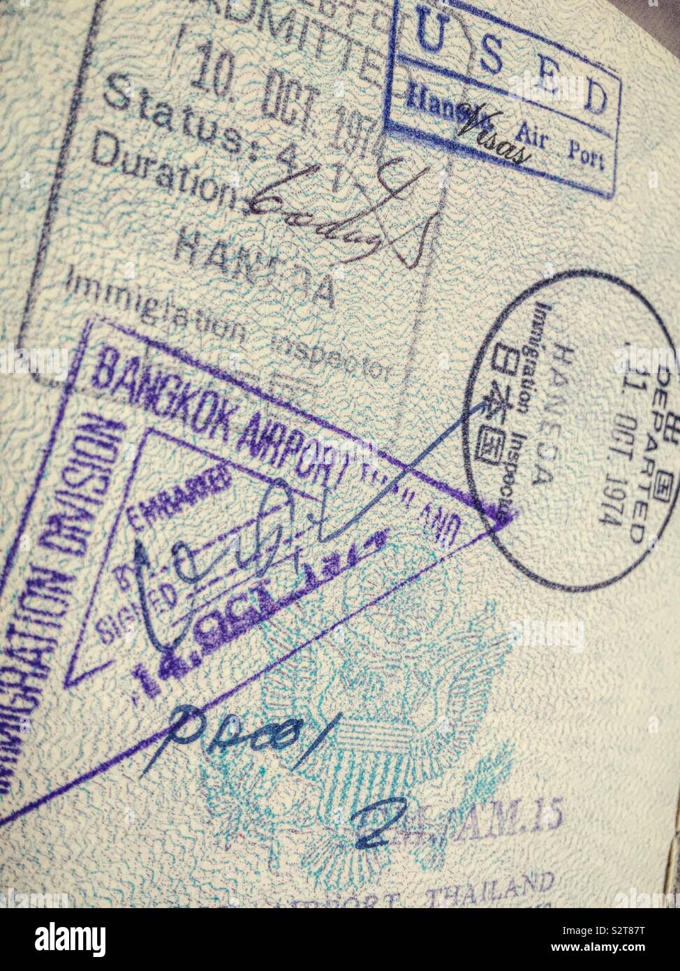 United States Passport with immigration visa stamps, 1970s Stock Photo ...