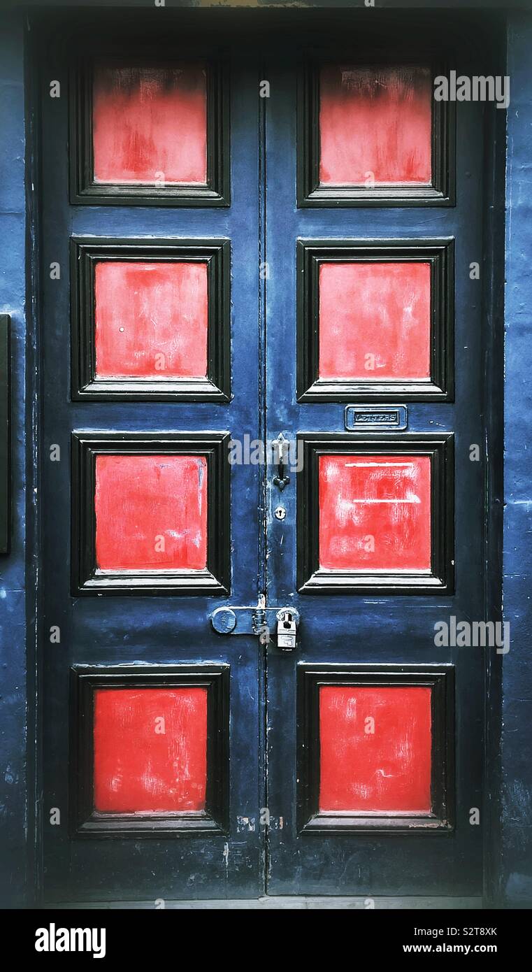 Coloured panel door Stock Photo - Alamy