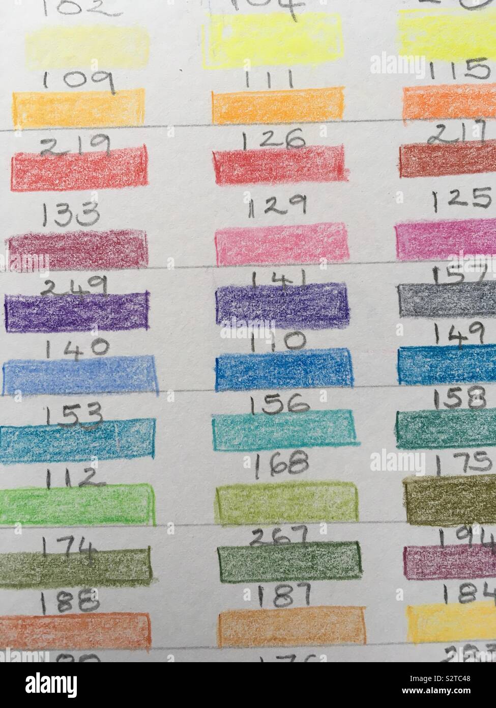 Hand coloured colour chart Stock Photo - Alamy