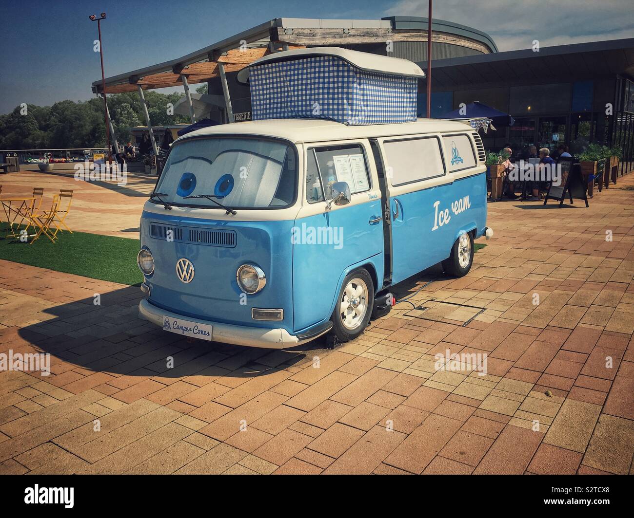 VW campervan converted into an ice cream van, Rushden Lakes, UK Stock ...