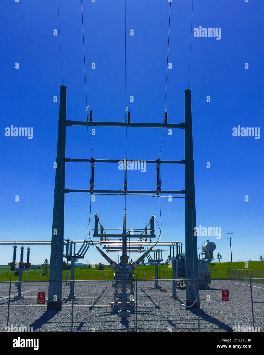 Electrical transmission line and transformer, Calgary,Alberta, Canada ...