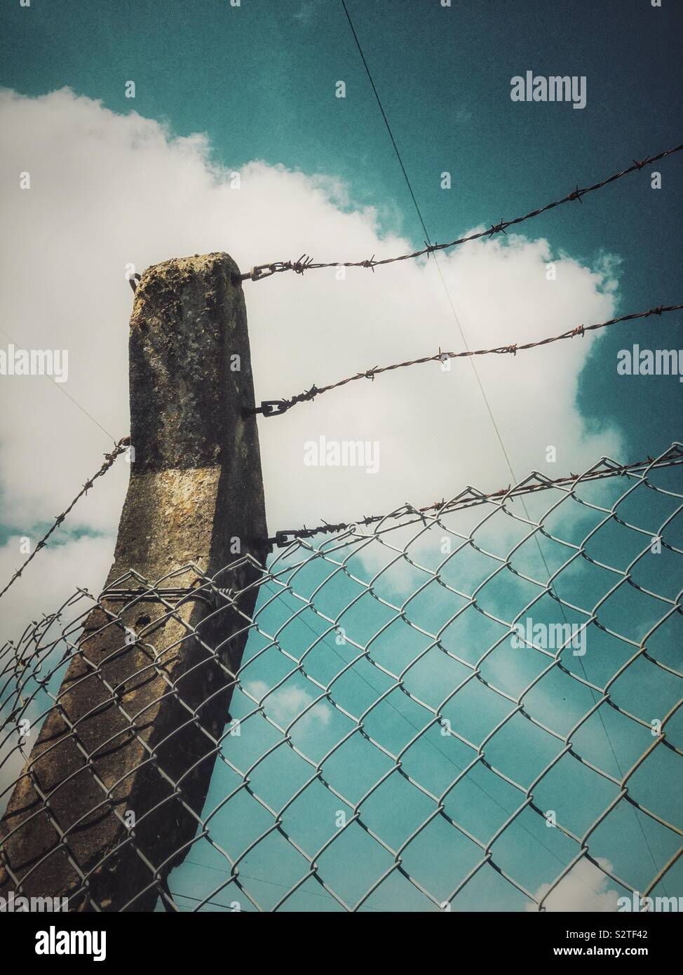Concrete fence post barbed wire hi-res stock photography and images - Alamy
