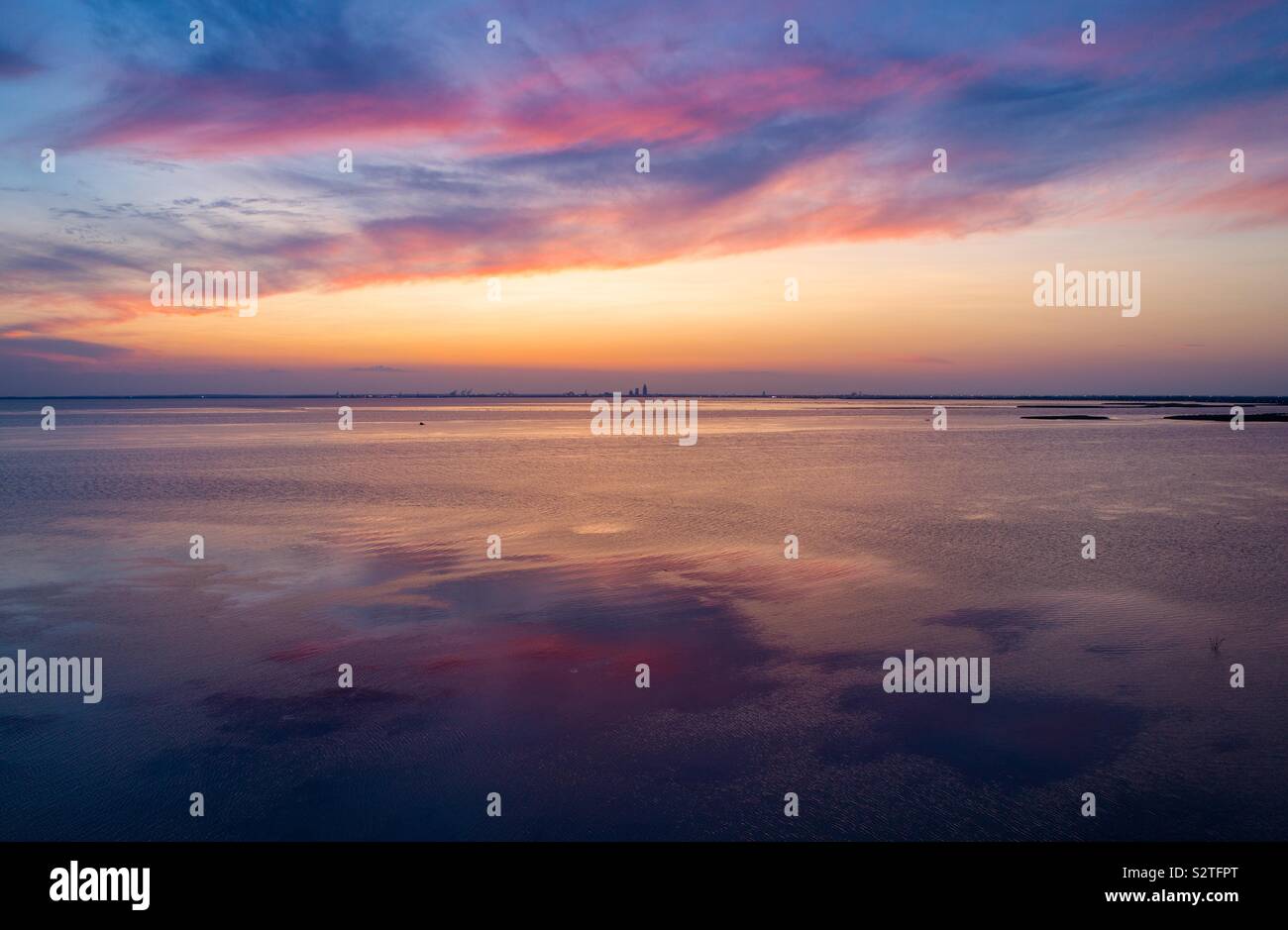 Aerial view of Mobile Bay at sunset Stock Photo - Alamy