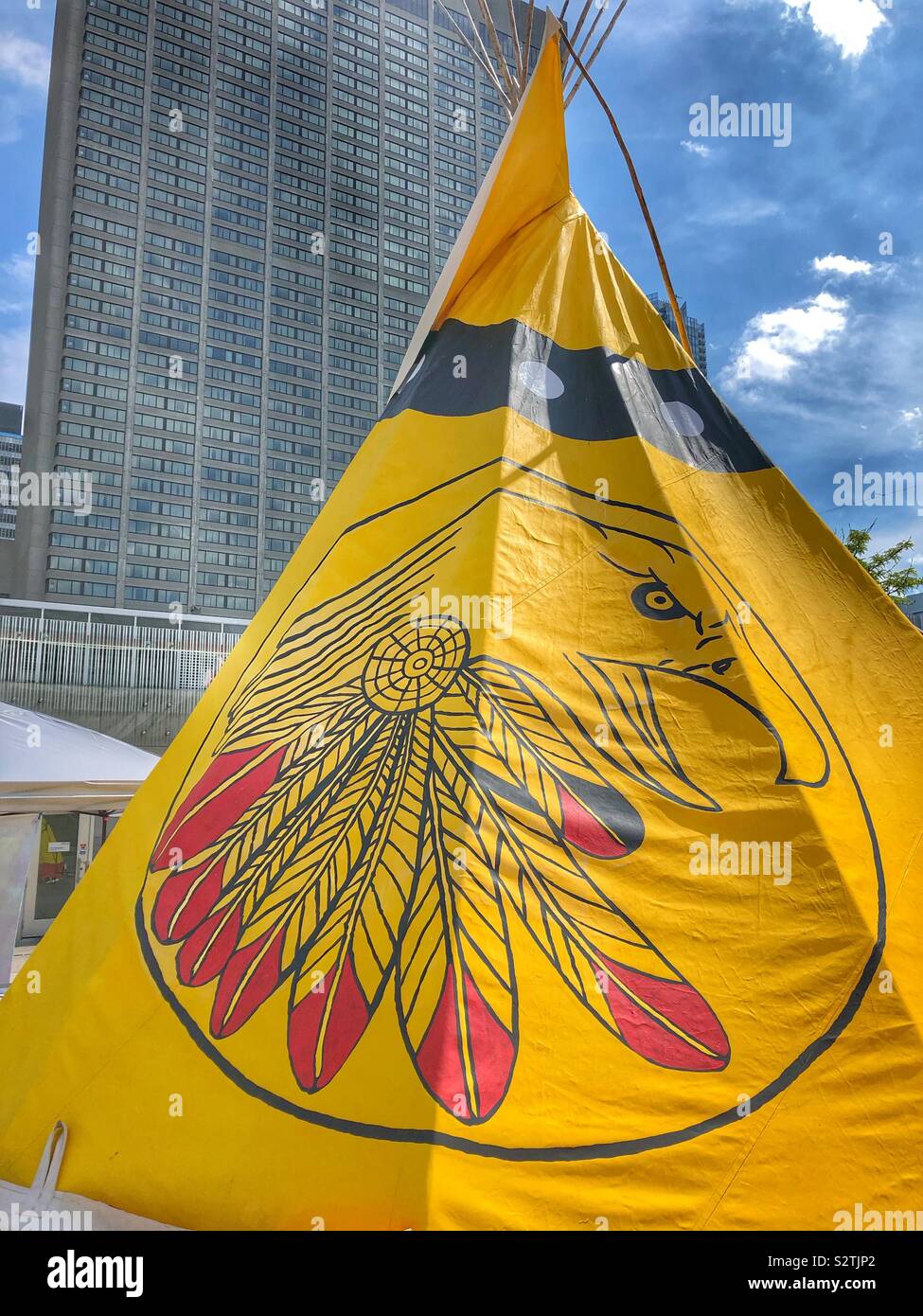 A traditional First Nation teepee at a cultural celebration in Toronto ...