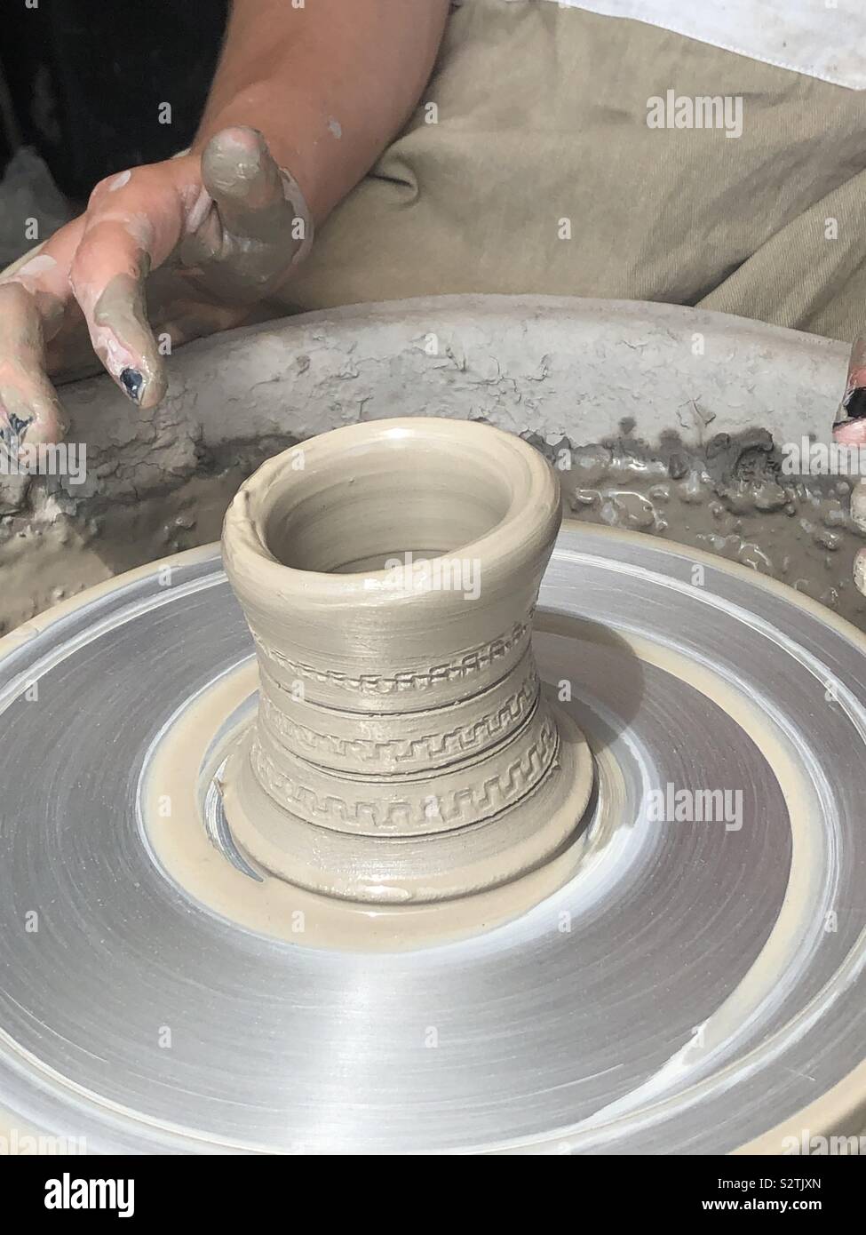 First time making Pottery Stock Photo - Alamy