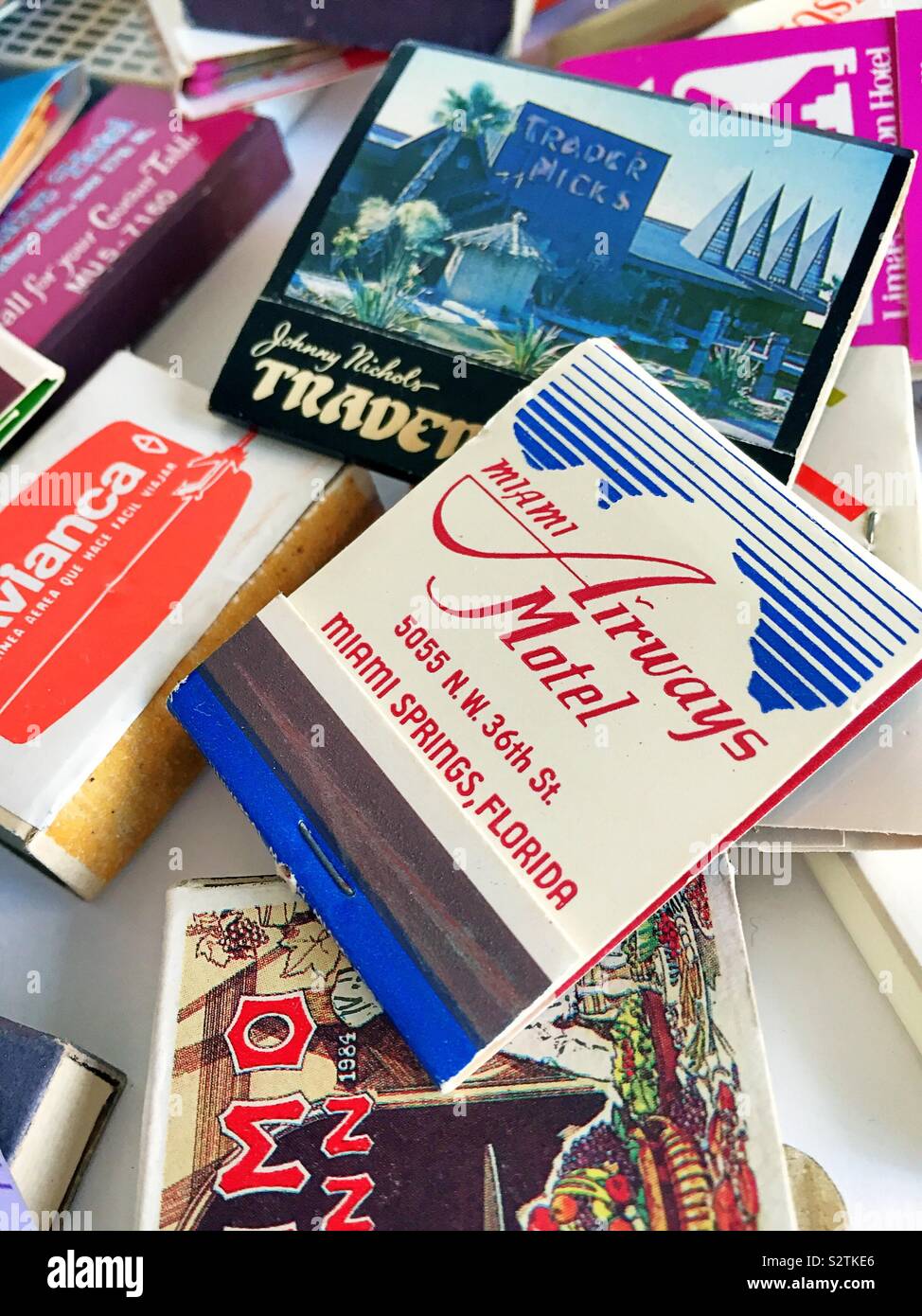 Vintage matchbooks and matchbox collection from around the world Stock ...