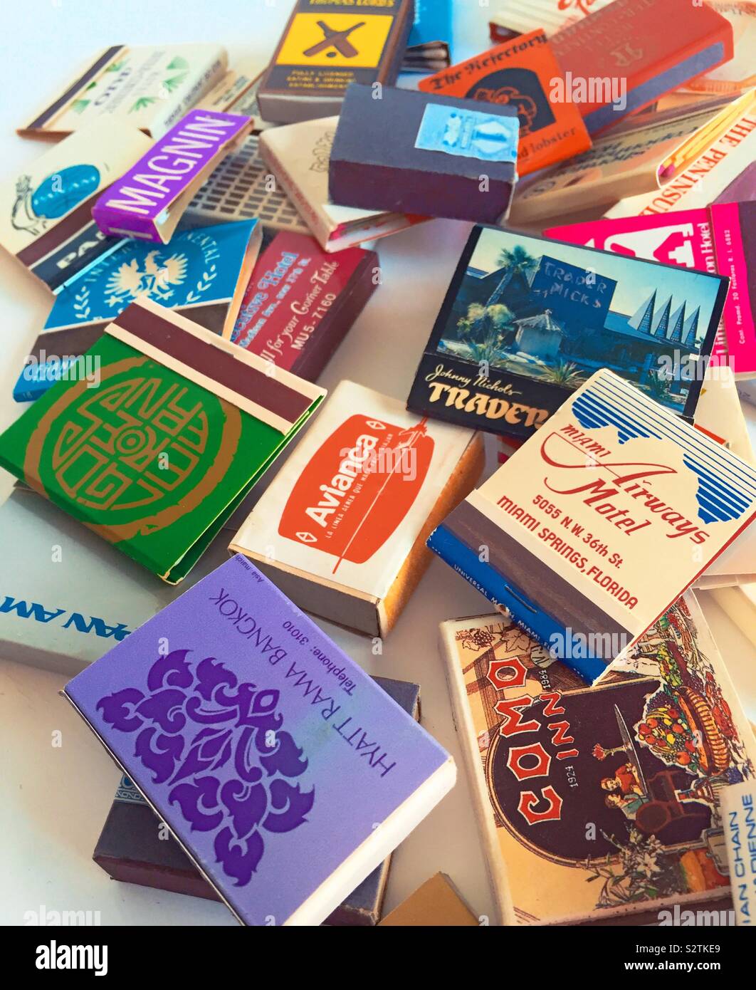 Vintage matchbooks and matchbox collection from around the world Stock ...