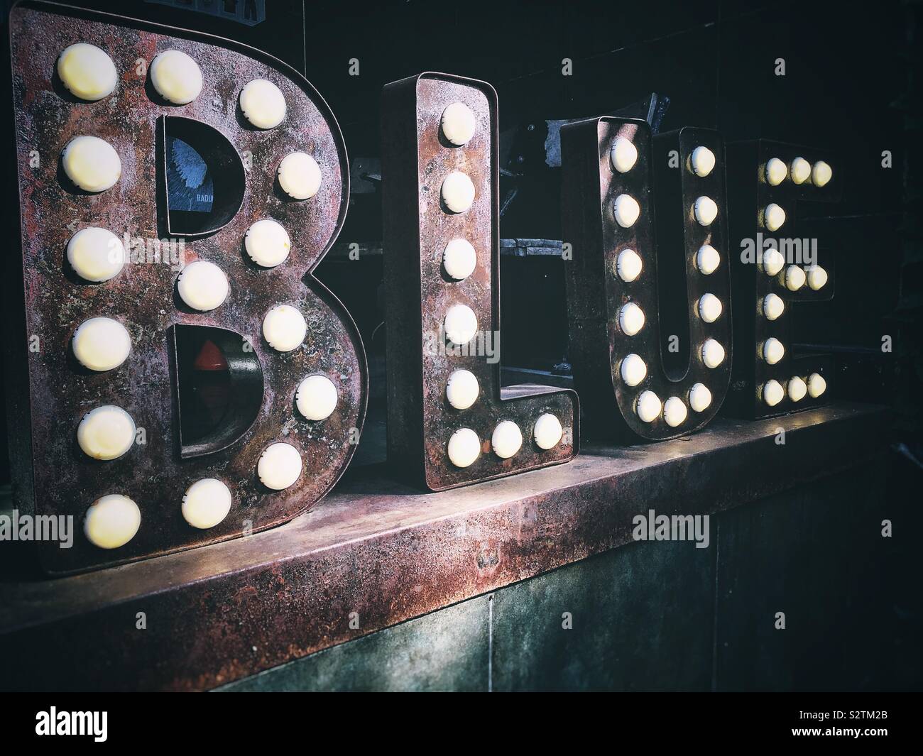 BLUE vintage letter sign Stock Photo - Alamy