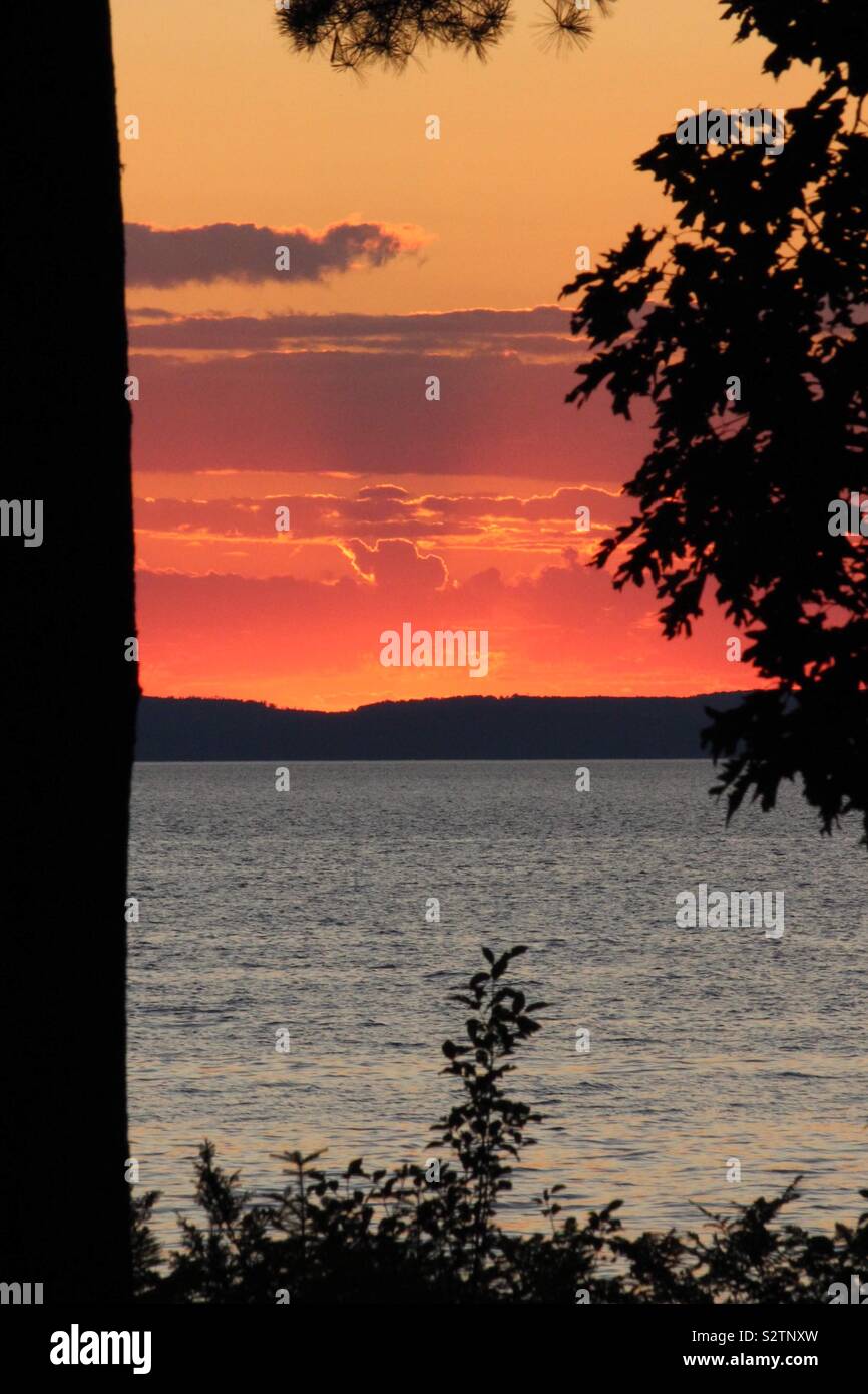 Sunset over Lake Michigan Stock Photo - Alamy