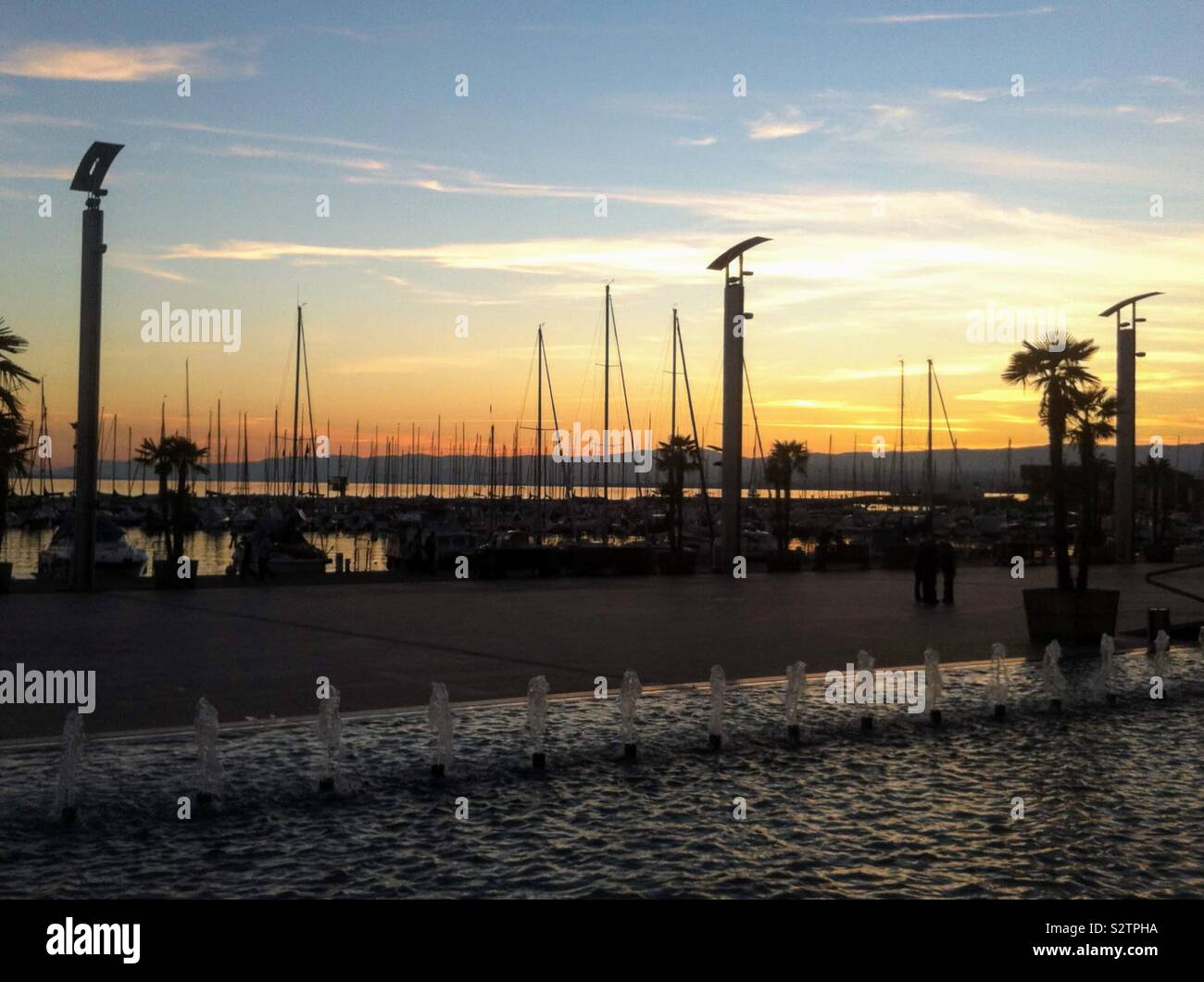Sunset at Leman lake, Lausanne, Switzerland Stock Photo - Alamy