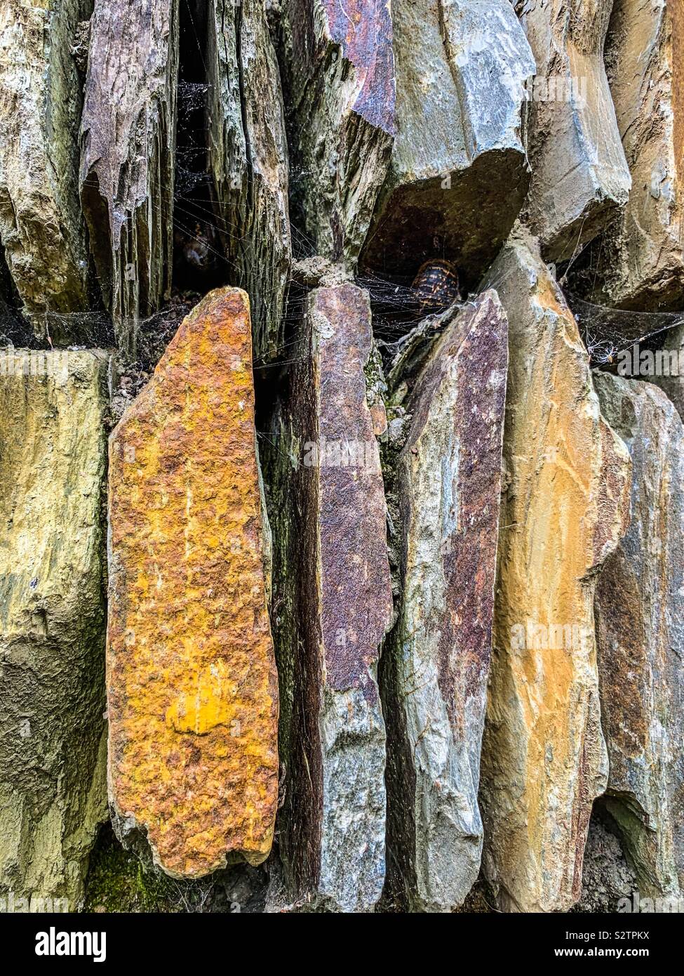 Schist stone wall Stock Photo - Alamy