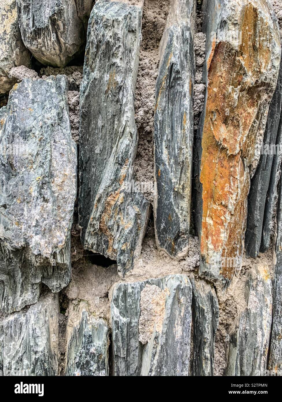 Schist stone wall Stock Photo - Alamy