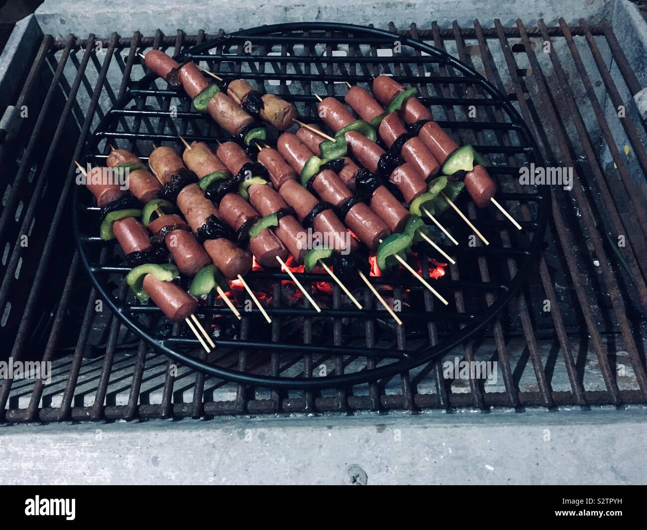 BBQ on old grill Stock Photo - Alamy